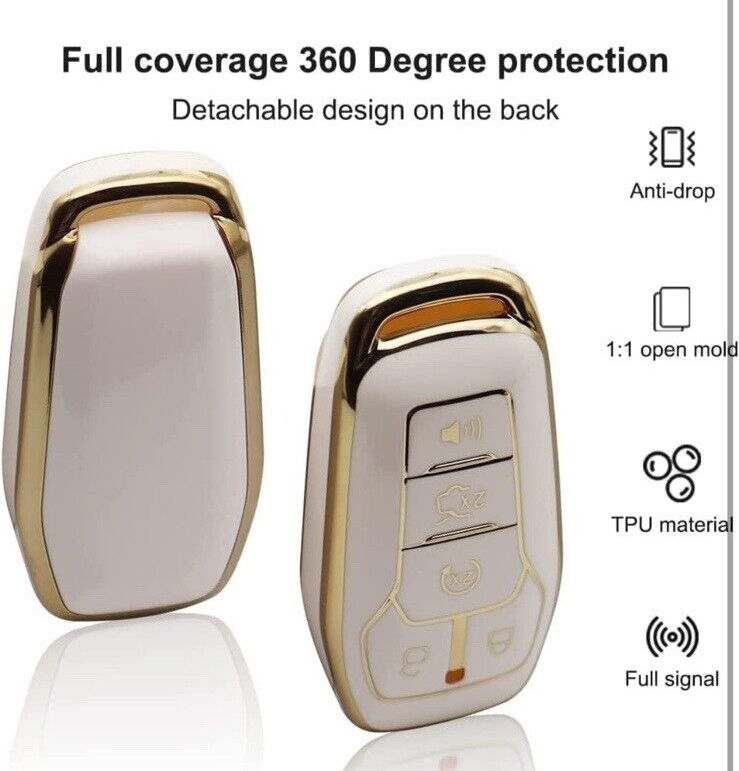 White And Gold Key Fob Cover | eBay