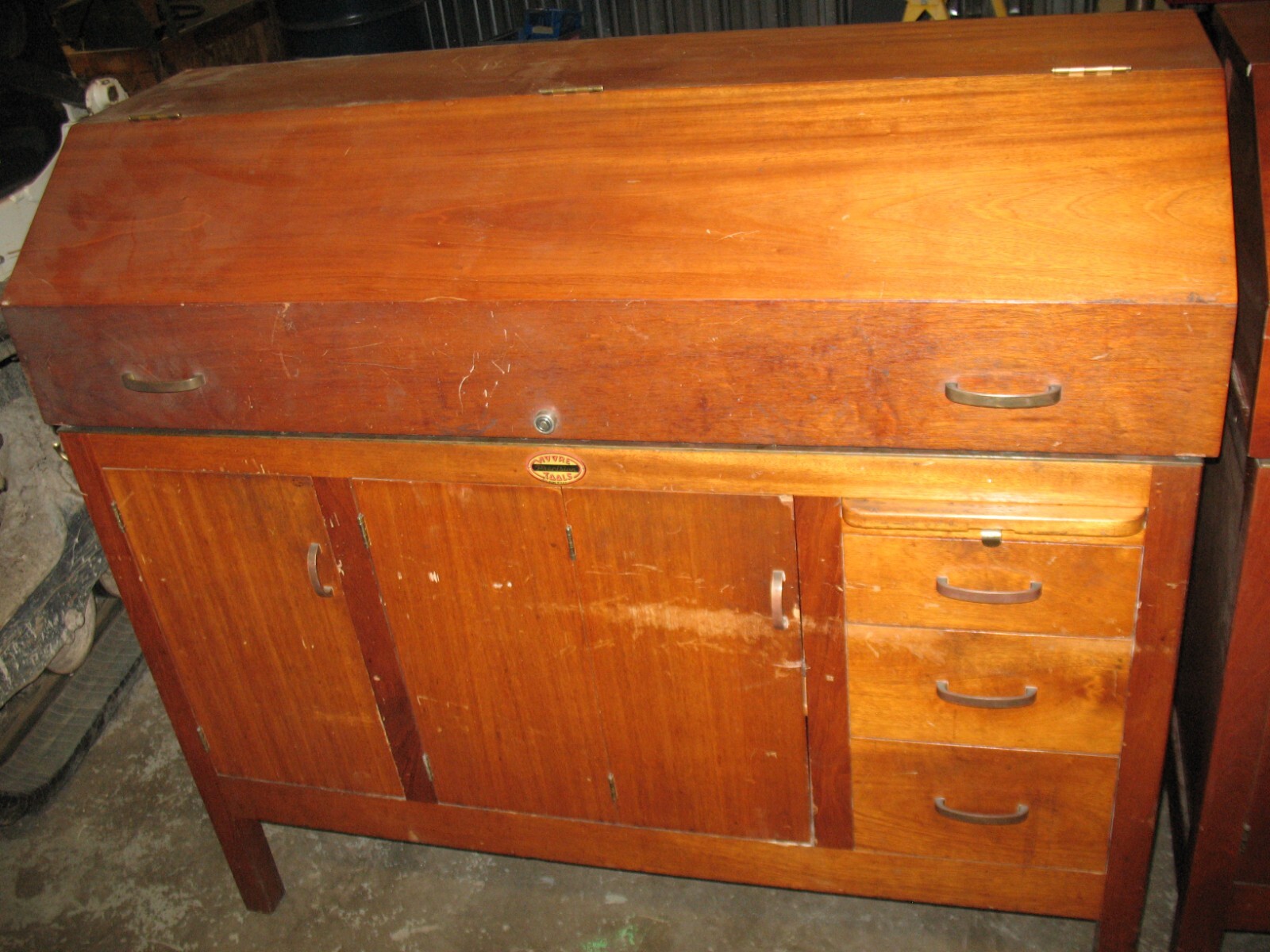 2 MOORE JIG BORER GRINDER MAHOGANY WORK BENCH TOOL STORAGE CABINET ...