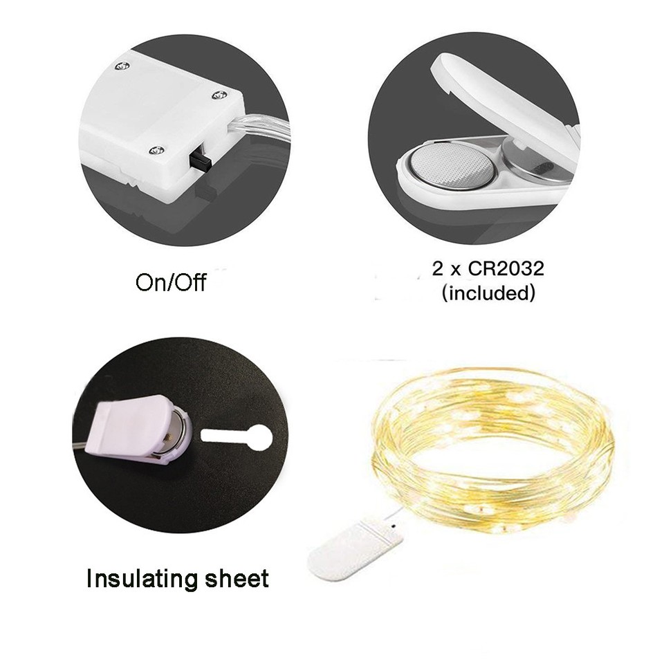 12 Pack 20 LED 6.6ft Battery Operated Mini LED Copper Wire String Fairy ...