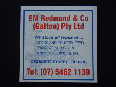 EM REDMOND & CO GATTON P/L STOCK & POULTRY FEED CRESCENT ST 0754621139 ...