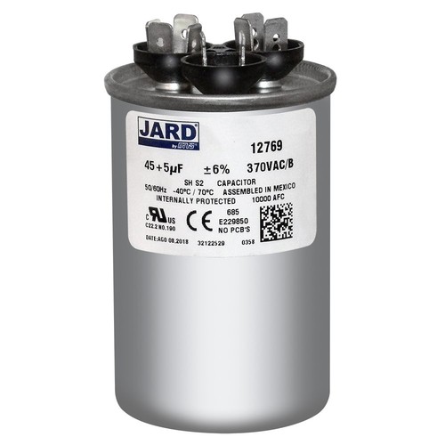 45+5 uF MFD 370-440 VAC CBB65D Dual Round Run Capacitor ...