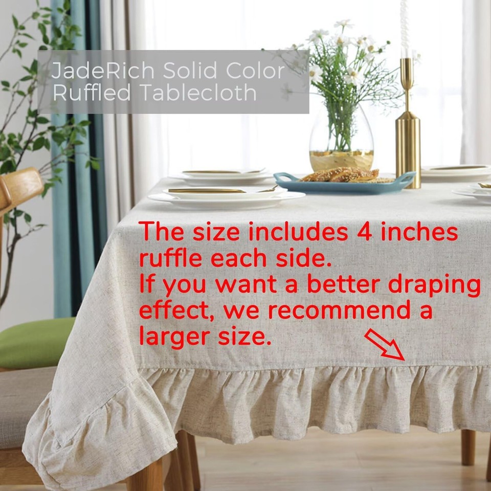 Solid Color Ruffled Tablecloth Cotton Rectangular Square Table Cover ...