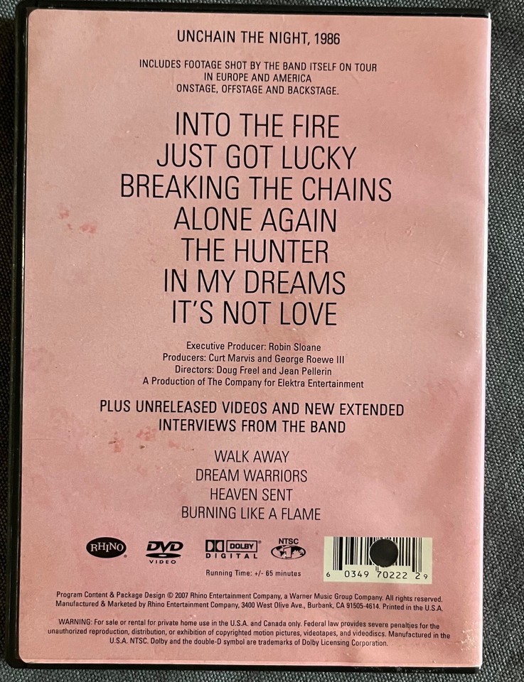 Dokken Unchain the Night, 1986 (DVD) Promo 603497022229 | eBay