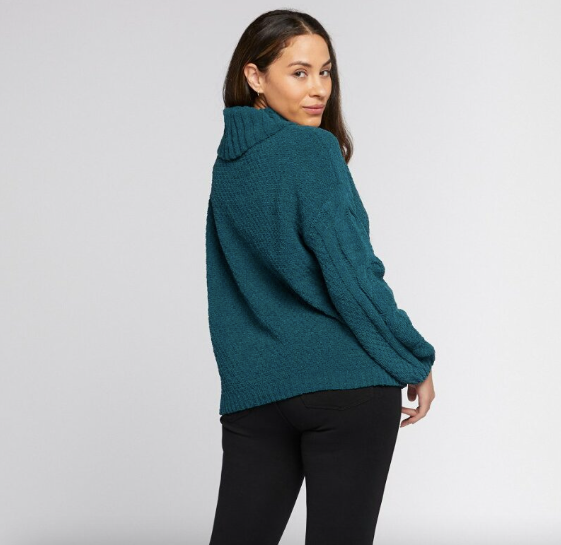 Seven7 Chenille Cable Knit Cowl Neck Sweater XXL Super Soft Deep Teal ...