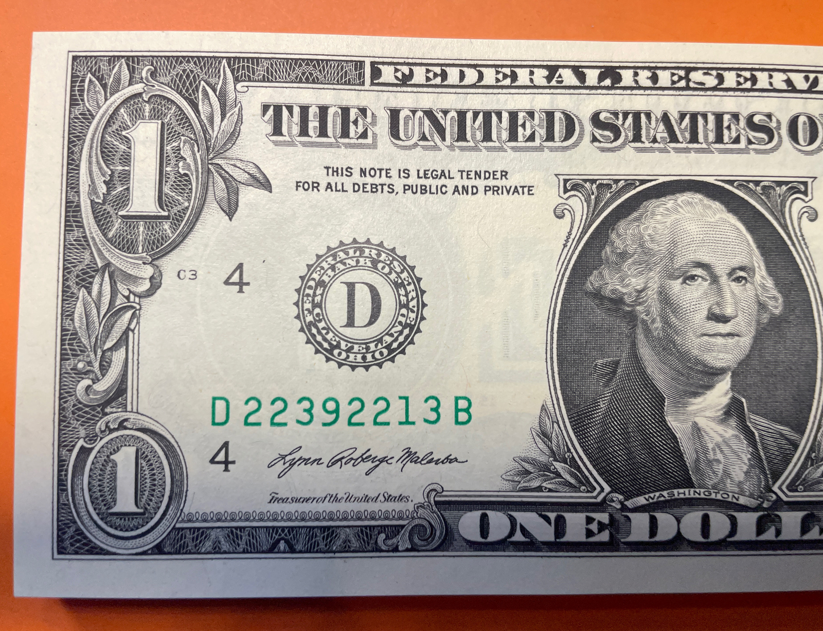 NEW 2021 $1 FRN DOLLAR BILL D/B BLOCK (fw) ( CLEVELAND “D ...