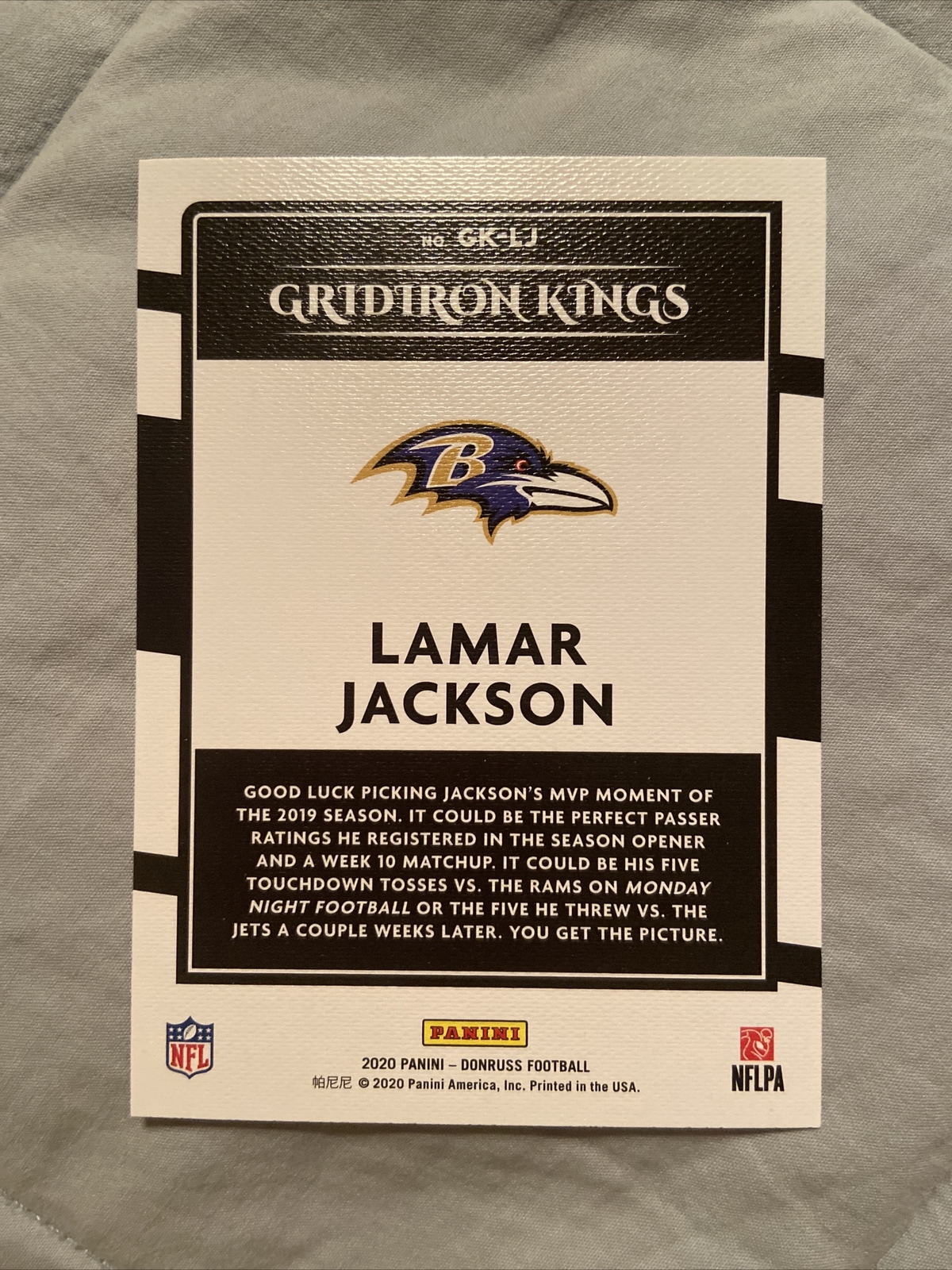 2020 Panini Donruss Gridiron Kings Lamar Jackson Football Card #GK-LJ ...