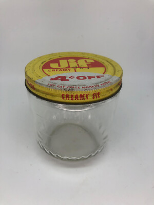 VINTAGE CREAMY JIF PEANUT BUTTER GLASS JAR W/ METAL LID NO LABEL | eBay