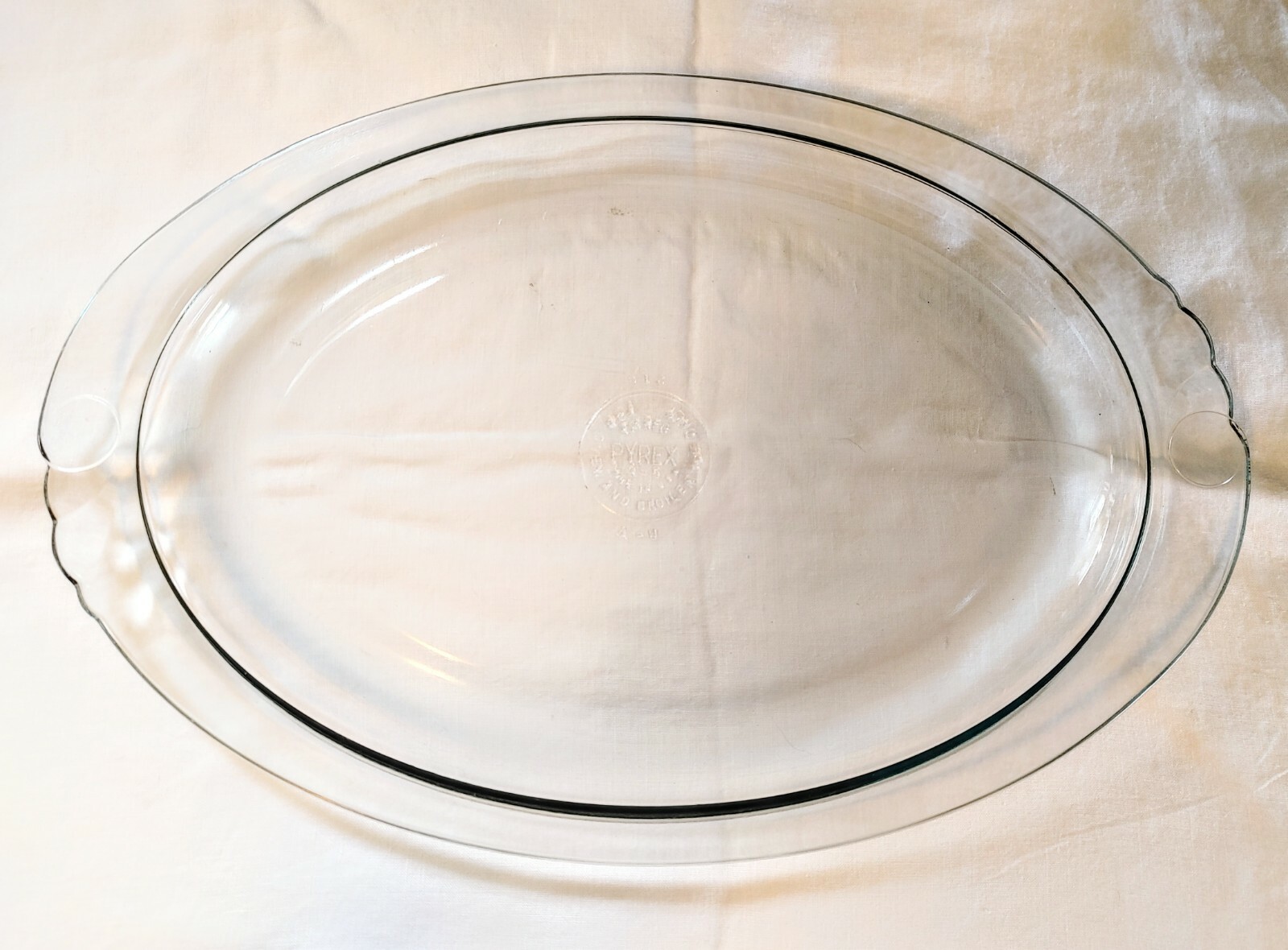 Vintage Pyrex Art Deco Style #812 Platter With Blue Tint And Scroll ...