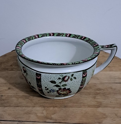 Vintage/ Antique Corona Ware Green, Black With Pink Roses, Chamber Pot ...