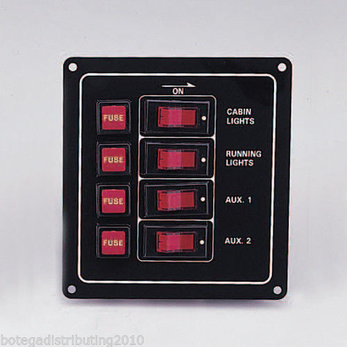 # Marine Boat Black Aluminum Switch Panel IP65 12V Illuminated Switch ...