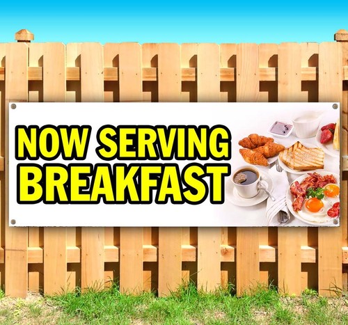 NOW SERVING BREAKFAST Advertising Vinyl Banner Flag Sign Many Sizes ...