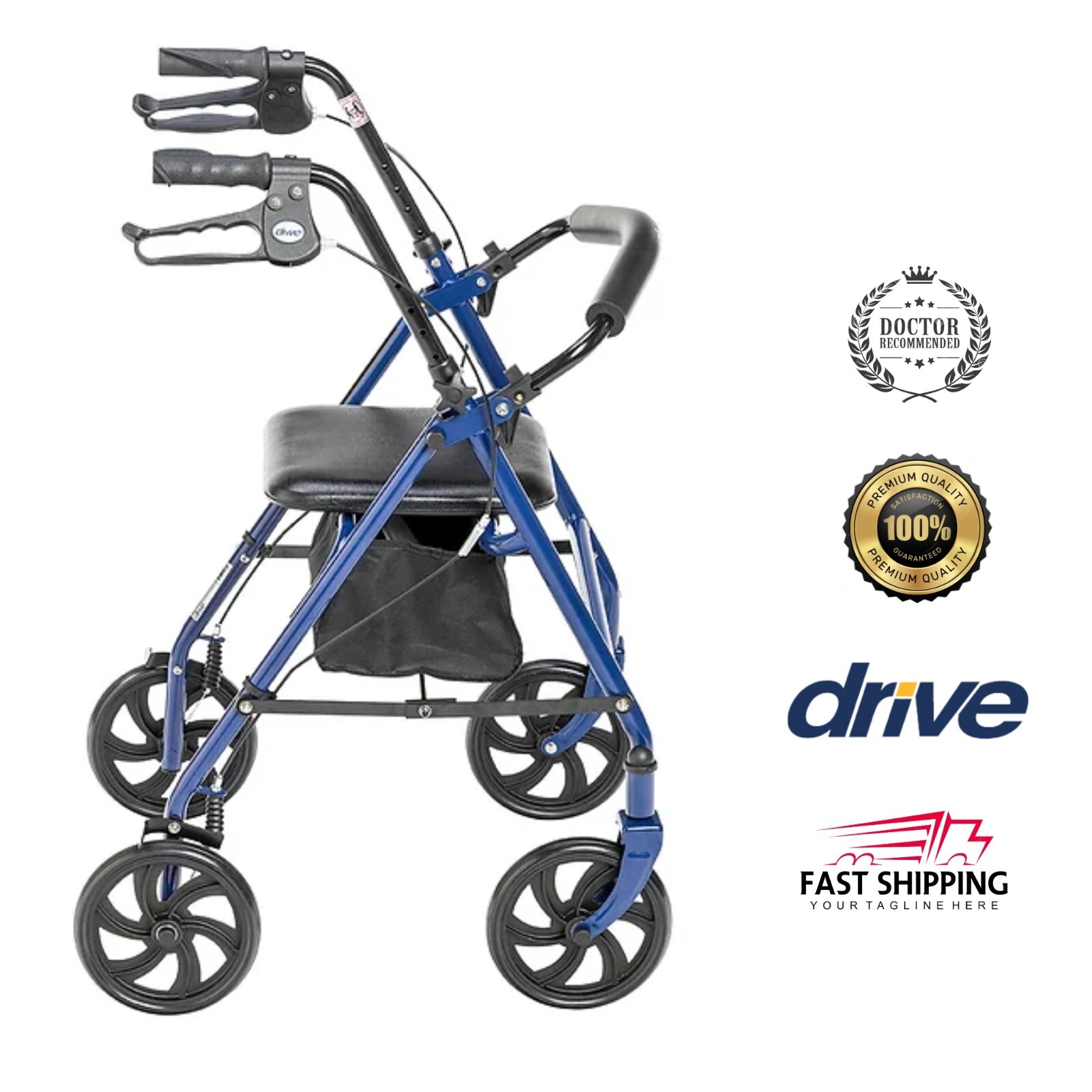 Drive 4-Wheel Walker Rollator Foldable 7.5" Casters | eBay