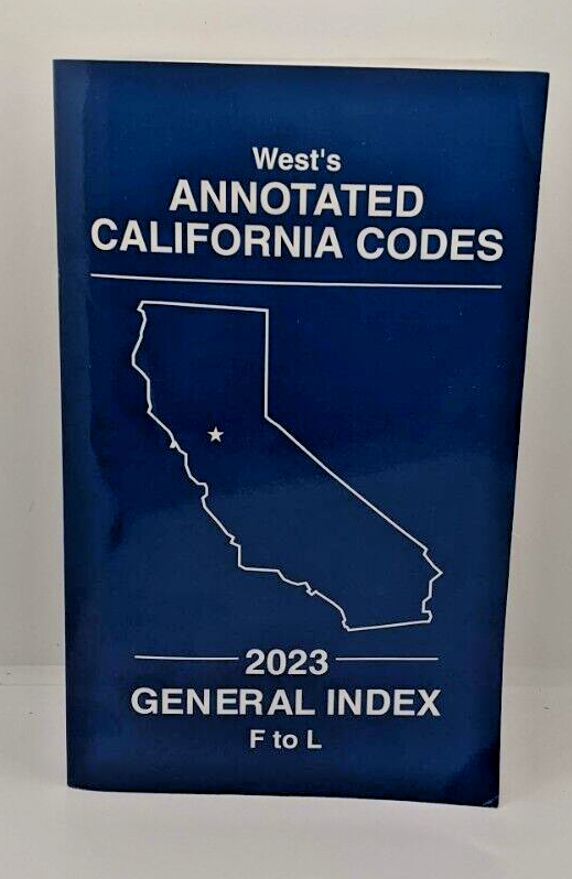 West's Annotated California Codes 2023 General Index F to L | eBay