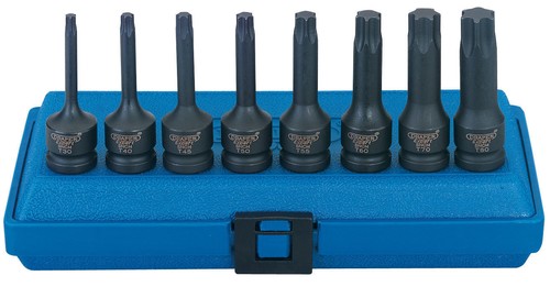 Draper Expert 8 Piece 1/2in Drive Impact Torx Bit Socket Set T30 - T80 ...