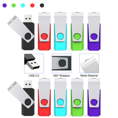 Lot 2-64G USB 2.0 Flash Drive Pen Thumb Drive Metal Swivel Memory Stick ...