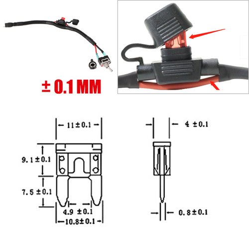 14" Universal Automotive Switched Fuse For MINI Fuse w/ 10A & 15A Fuses ...