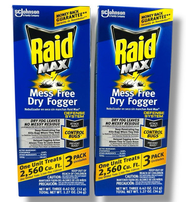 Raid Max Mess Free Dry Fogger Defense System Treats 2,560 Cu. Ft. 3 pk ...