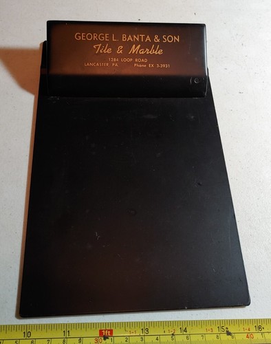Vtg George L. Banta & Son Tile Marble Lancaster PA Advertising Metal ...