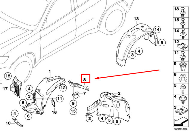 BMW OEM 07-16 X5 Fender-splash Shield Right 51717325402 for sale online ...