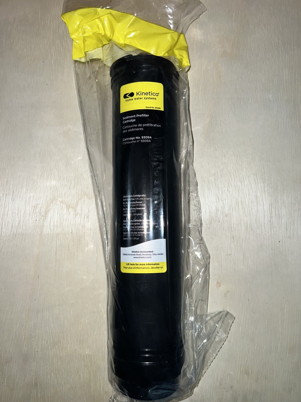 Kinetico YELLOW Sediment Pre Filter Cartridge No 9309A BRAND NEW | eBay