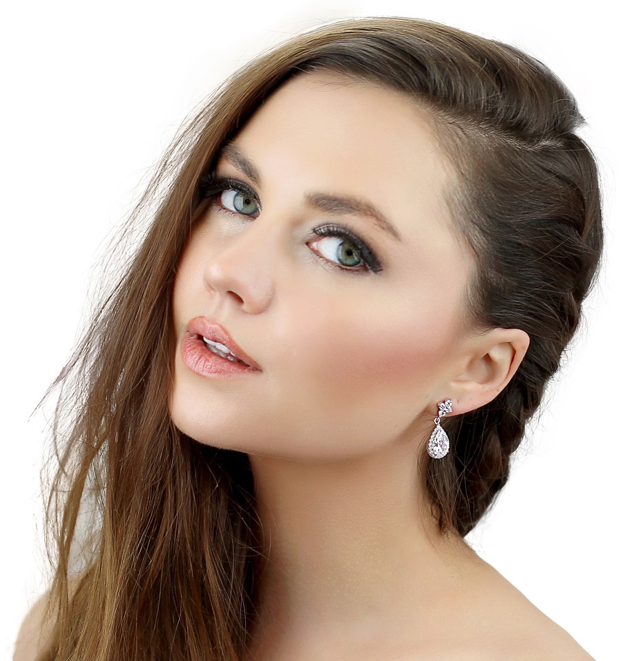 Kristin Perry Bridal Crystal Cz Chandelier Teardrop Earrings Bridesmaid ...