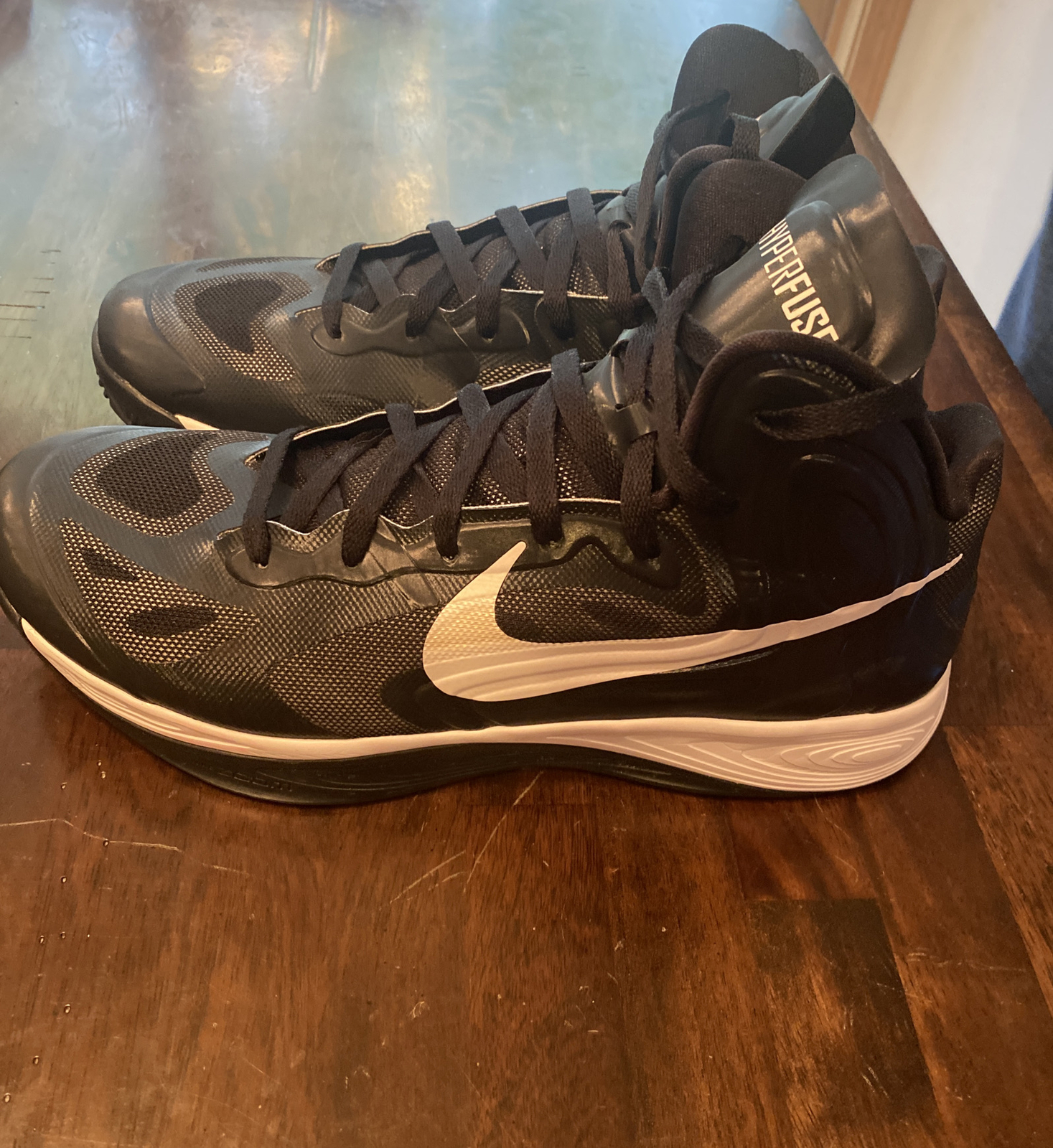 PRE-OWNED NIKE Basketball Shoes Black/White Mens Size… - Gem