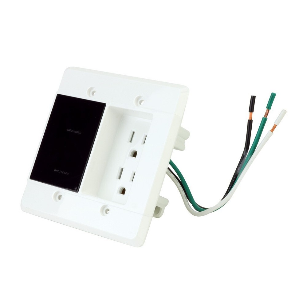 Element-Hz™ 1080 Joules In-Wall Surge Protector w/ Recessed Dual Outlet ...