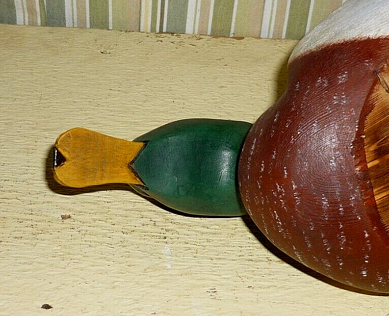 WOODEN DUCK DECOY by Betty Miller. Colorful ' MALLARD DRAKE ' Signed ...