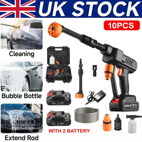 2 Battery Portable Cordless Car High Pressure Washer Jet Water Wash ...