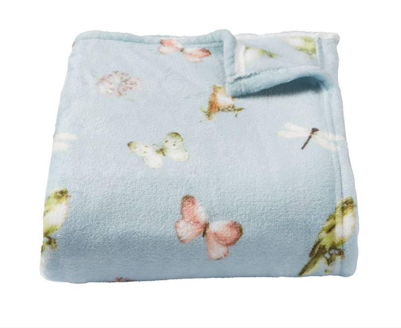 Spring Plush Printed Throw Blanket Birds and Butterflies | eBay