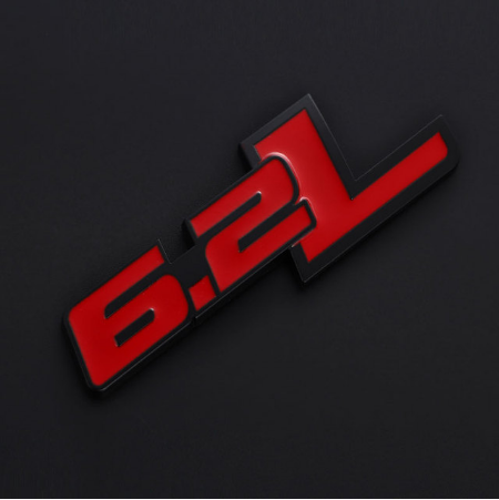 2pc 6.2L Red 3D Metal Black Emblem Badge Decal For Ford Chevrolet ...