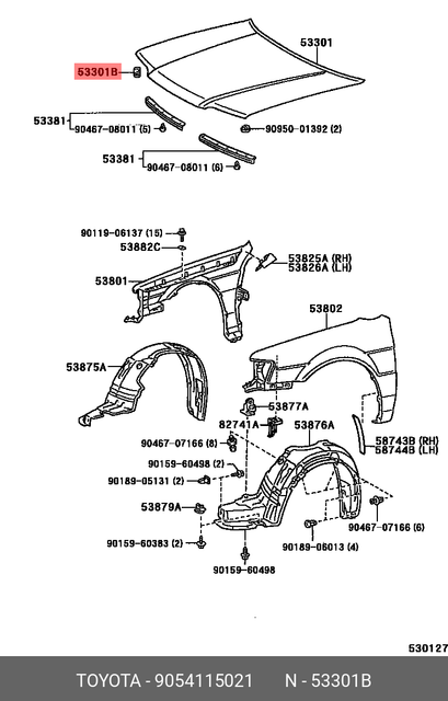 Genuine OE cushion hood bumper 9054115021 for TOYOTA 90541-15021 online ...