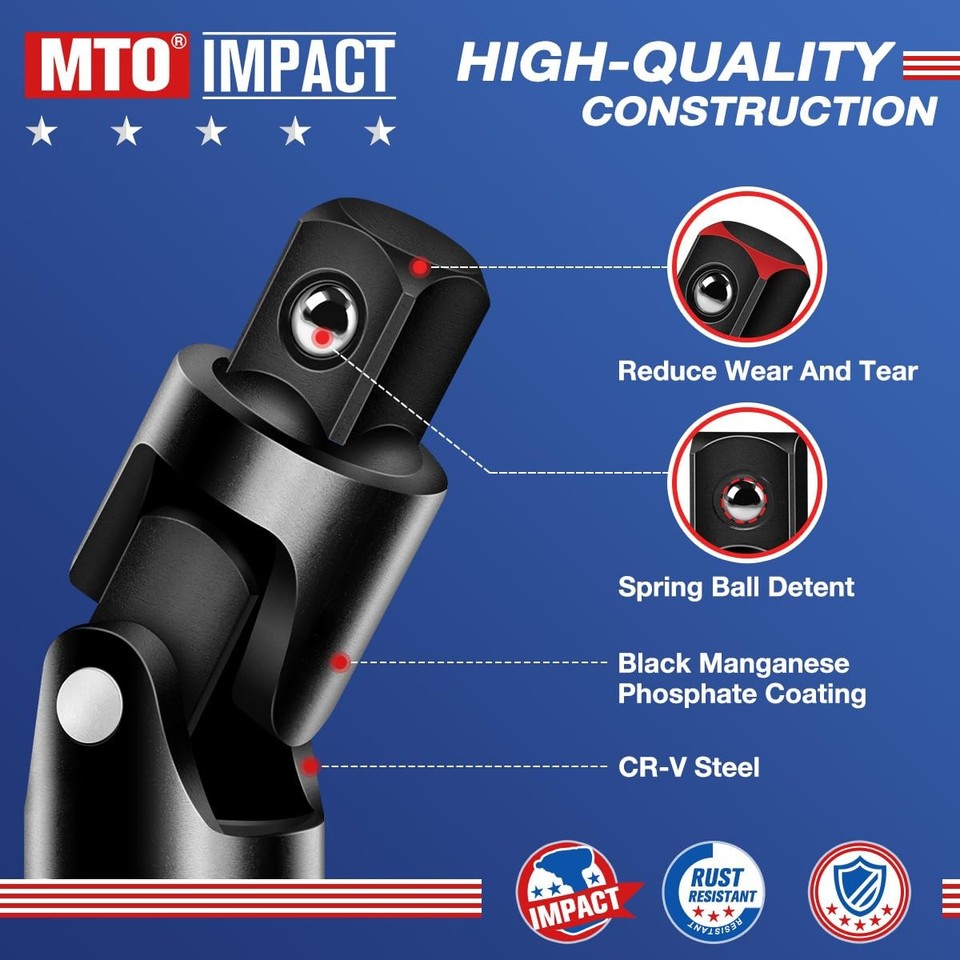 Universal Joint Set 3PCS, 3/8 1/2 1/4 Drive Swivel Socket Set, Socket ...