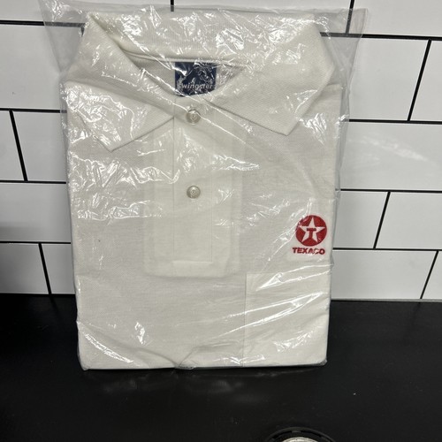 New Texaco Gas Polo Shirt White Mens Large Employee Gas Station Uniform ...