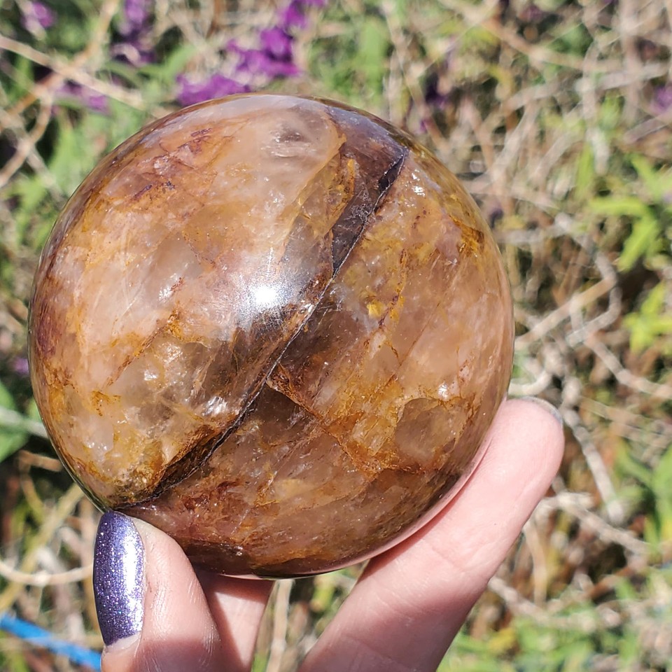 Golden Healer Sparkly Quartz Sphere Healing Crystal 360 grams 64mm | eBay