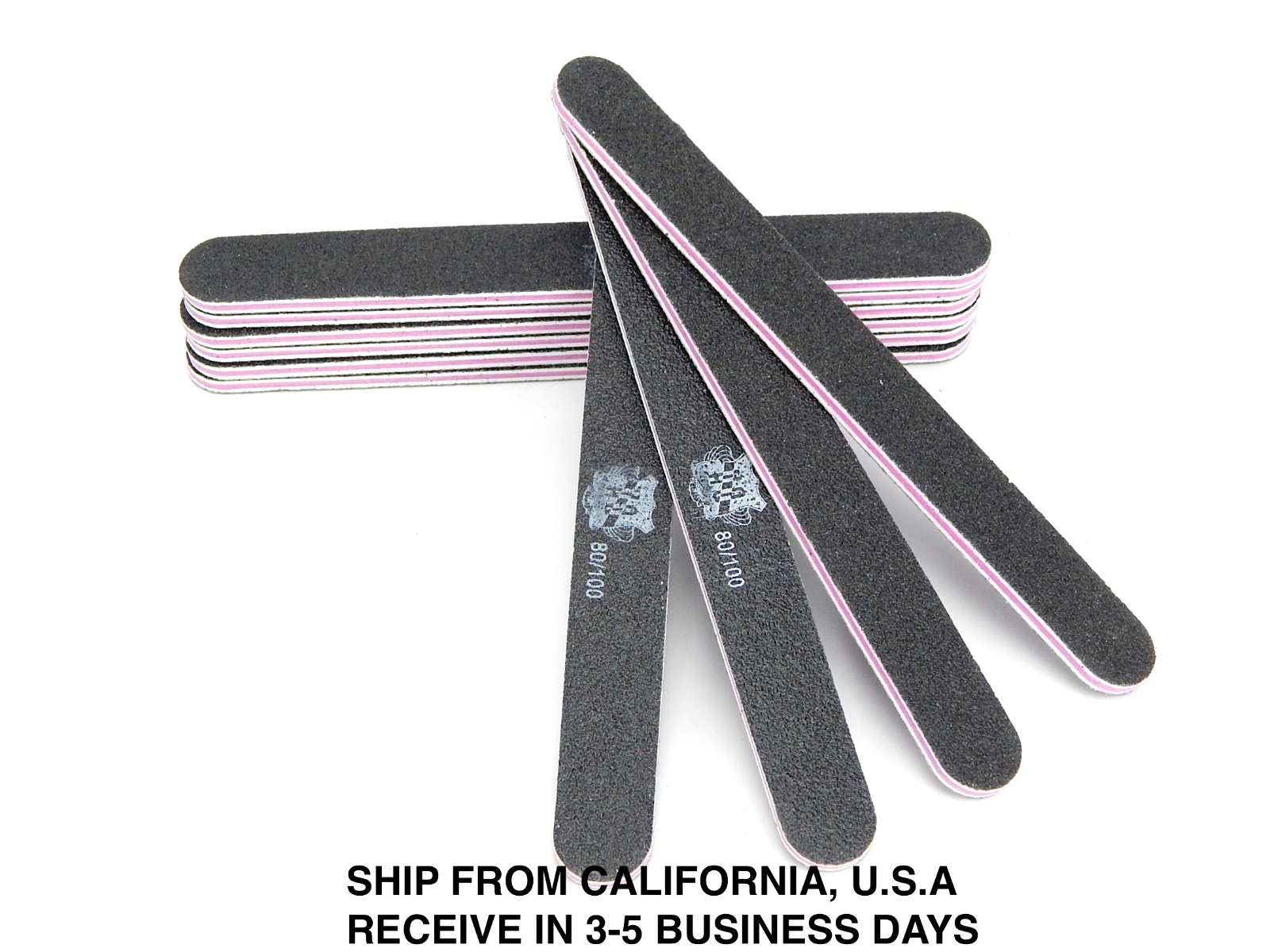 10PCS 2 SIDE MANICURE/PEDICURE SANDING FILE GRITS 80/100, 100/100, 100/ ...