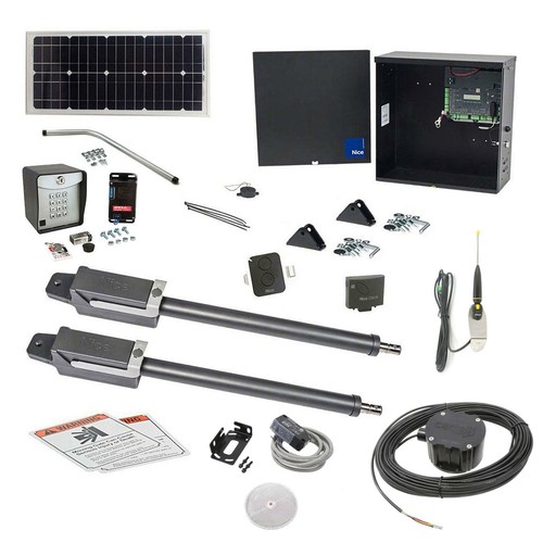 Nice Apollo TITAN12L1 Solar Powered Swing Gate Operator Package (1050 ...