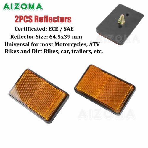 2pcs ECE / SAE Amber Reflector Bolt On Universal For Motorcycle ATV Car ...