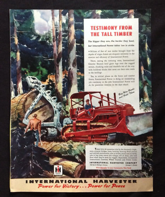 1945 WWII Era Print Ad ~ International Harvester Crawler Tractor ...