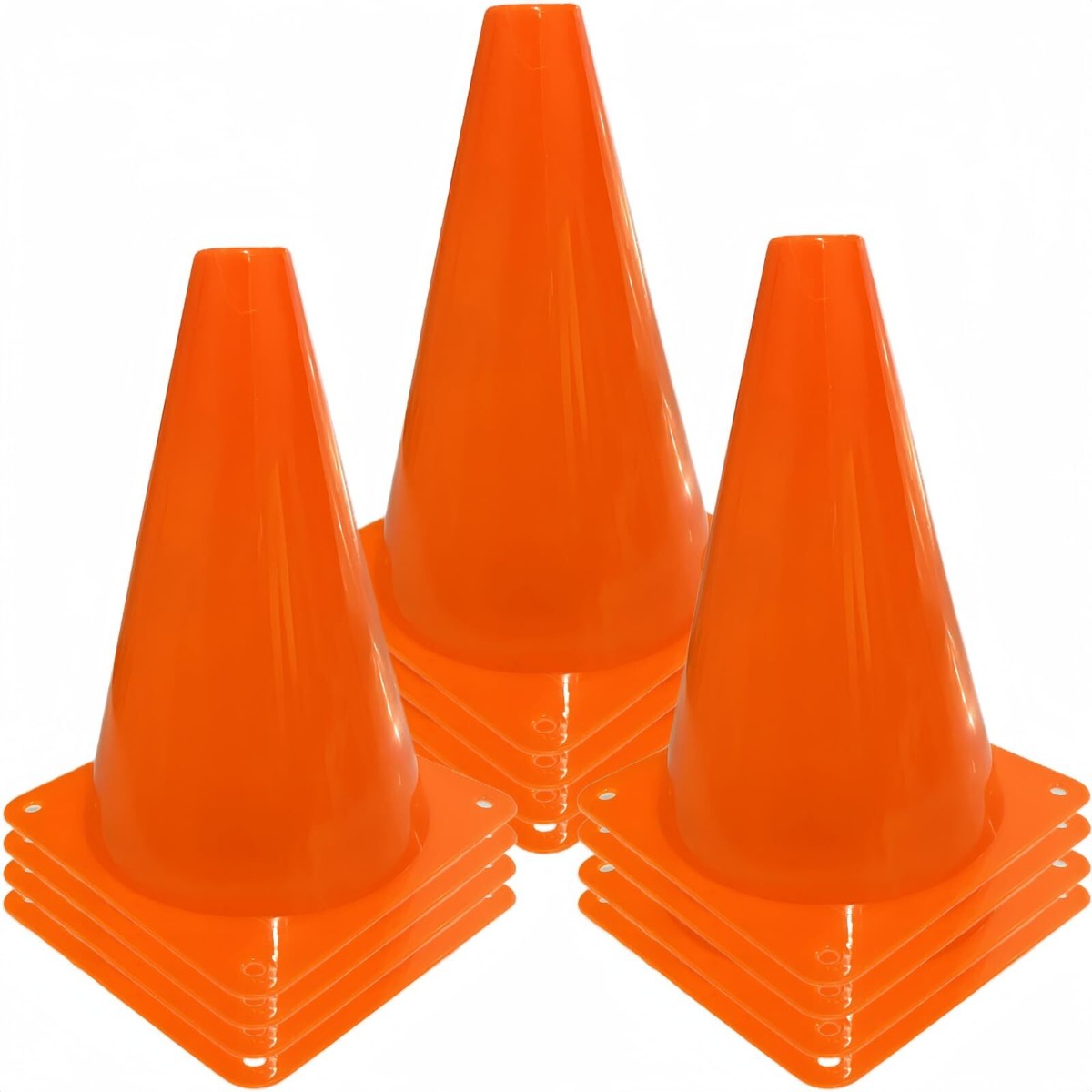Traffic Cones 12-Pack Mini (7" Orange) - Sports Drills, Parking Markers ...