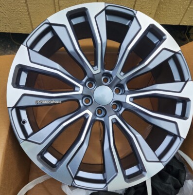 26" Inch Gunmetal Machined Replica Denali Wheels Rims | 10" Rim Width ...