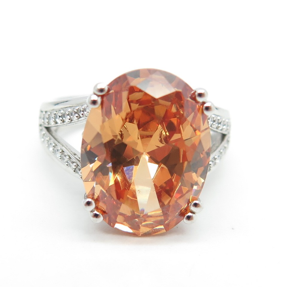 925 Sterling Silver White & Fire C Z Ring Size 7 | eBay