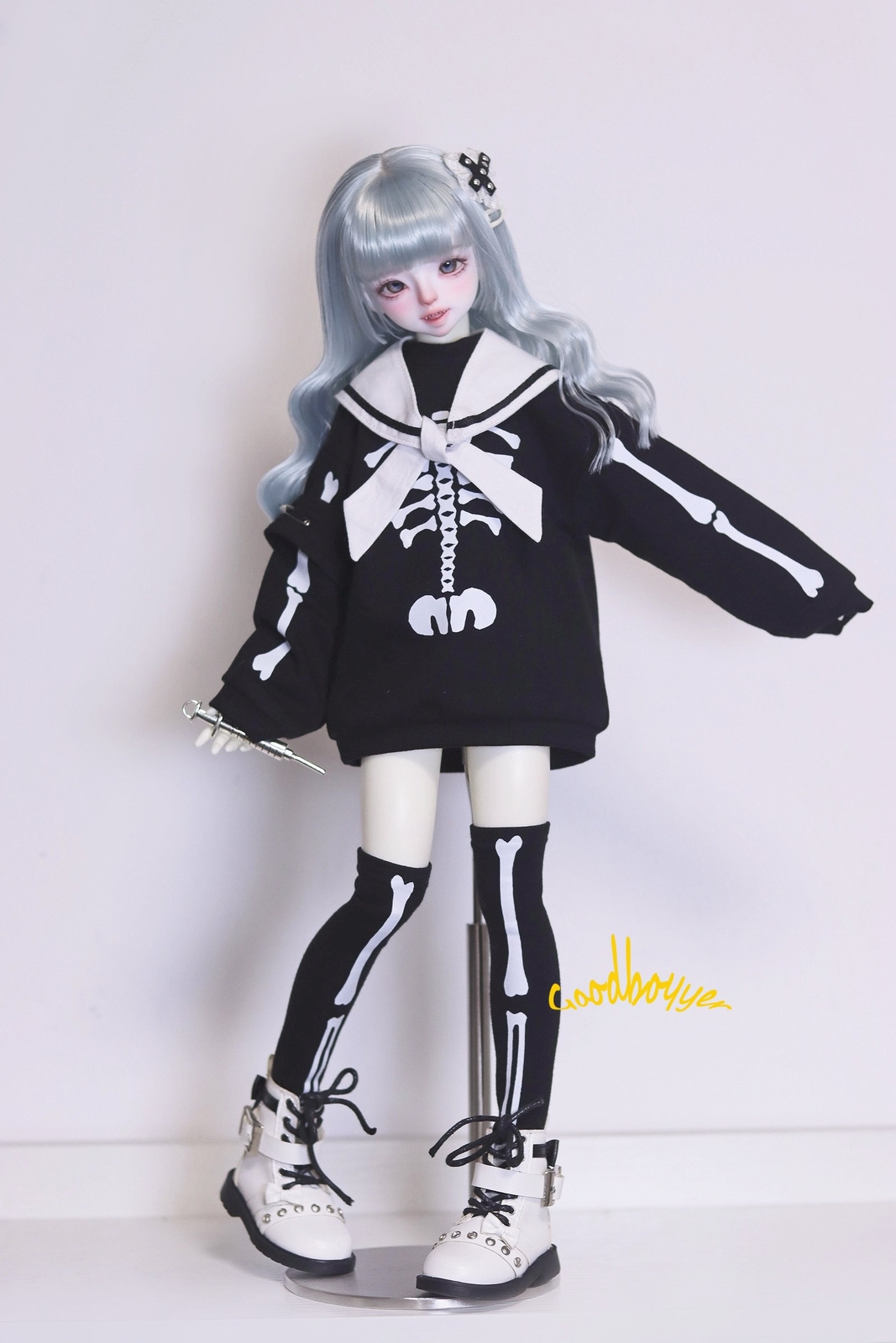 1/4 MSD BJD Doll PUNK Clothes Skeleton Printing Sweater+Collar ...