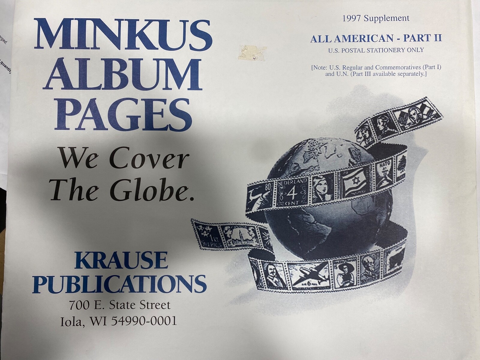 Minkus Album Pages- 1997 Supplement, All American- Part II Stationery ...