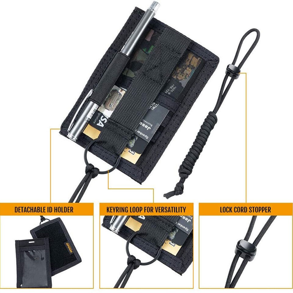 Tactical ID Card Credit Organizer Hook Loop Patch Badge Holder With ...