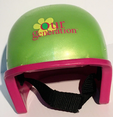 OUR GENERATION DOLL HELMET Strap Green Pink Flower Fits 18” Doll | eBay