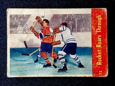 MAURICE RICHARD / ROCKET ROARS THROUGH 1955-56 PARKHURST #72 FAIR+/GOOD ...