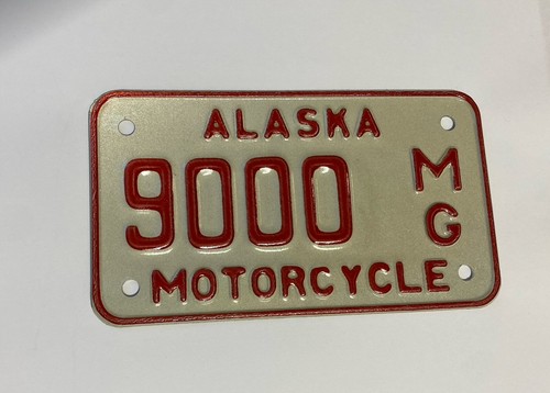 Alaska Motorcycle License Plate numbered 9000, NEW and Unused, expired ...