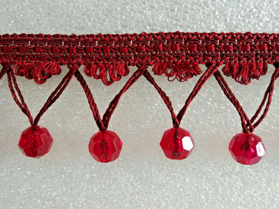 6 yards Decorative Ball Fringe - BURGUNDY - Drapery Fabric Trim ...