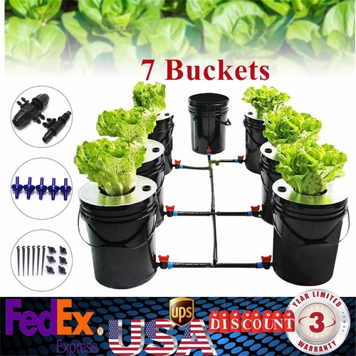 Hydroponics Grow System Kit 7 Buckets 5 Gallon Recirculating Deep Water ...